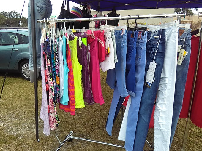 From bell-bottoms to skinny jeans, this rack holds more fashion eras than a Smithsonian exhibit.