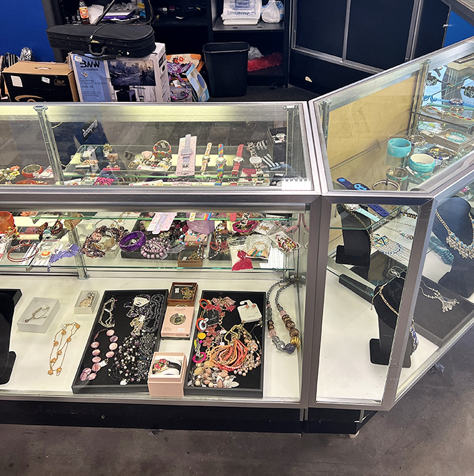 The jewelry counter: where costume pieces with character await their second act on your wrist or neckline.