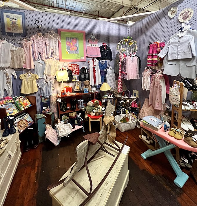 A nostalgic collection of children's clothing that might make you say, "I had that exact outfit in my third-grade school picture!" Complete with vintage toys that never needed charging.
