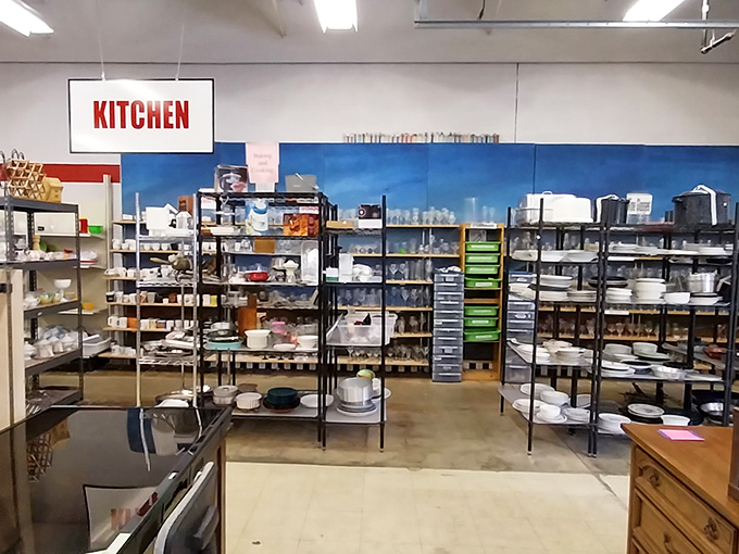 Kitchen heaven awaits! Enough plates, pots, and gadgets to outfit a cooking show or furnish that first apartment without eating ramen for a month.