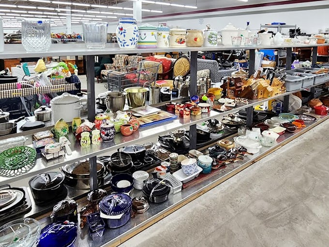 Kitchen gadget heaven where your grandmother's favorite casserole dish awaits reunion. Every pot tells a story&mdash;some more mysterious than others.