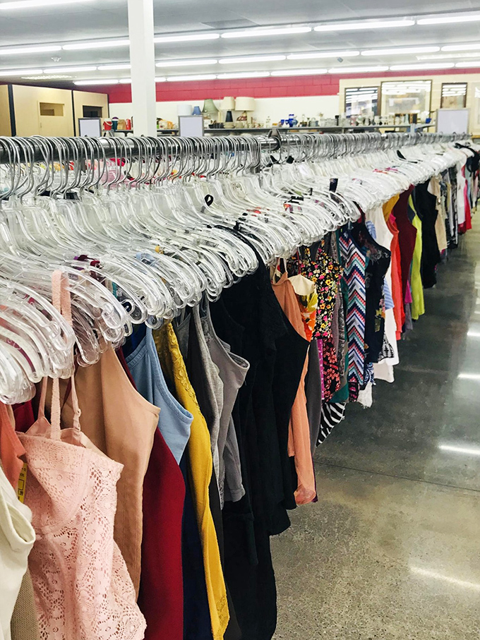 The ladies' clothing section offers everything from casual basics to hidden designer gems, all waiting for their second act.