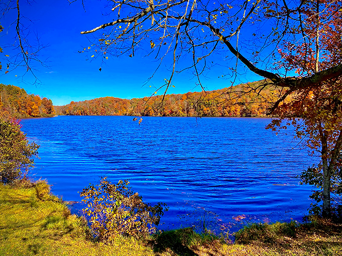 Fall's fashion show reflected in crystal waters. Mother Nature showing off her autumn collection with more flair than any runway in Milan.