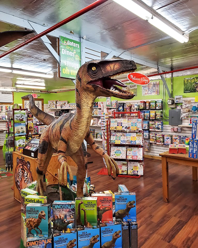 Meet the unofficial greeter who never asks for tips and makes every shopping trip feel like Jurassic Park.