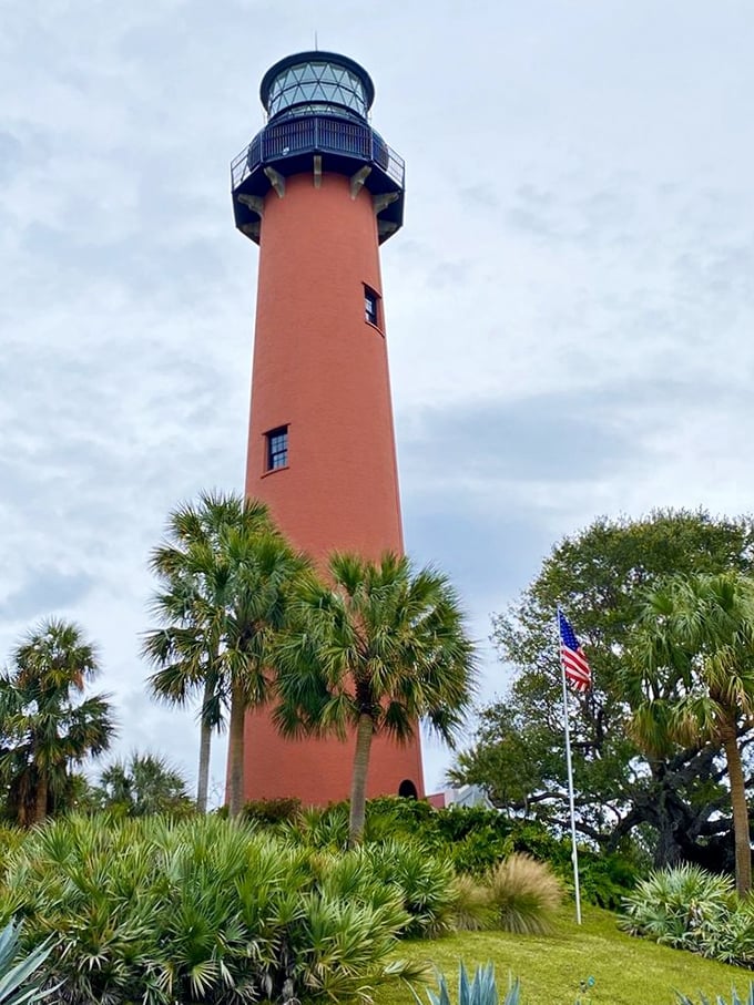 The lighthouse's distinctive silhouette against Florida's blue sky is like nature's exclamation point saying, "Look at this view!"