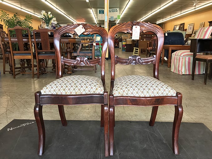 These elegant mahogany dining chairs aren't just furniture&mdash;they're time machines to dinner parties of decades past. Grandma would approve!