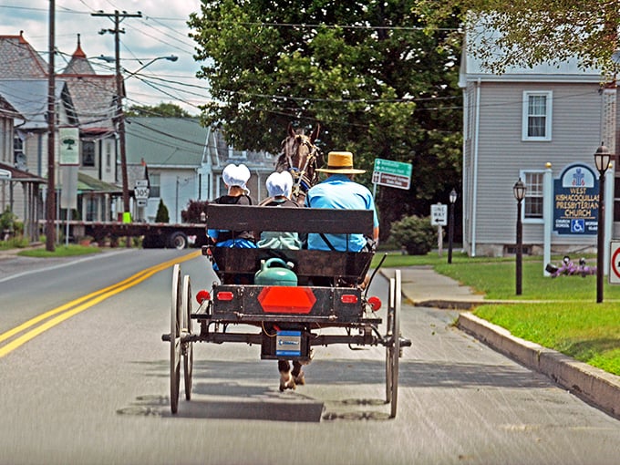 Sunday drives take on new meaning when you're sharing the road with generations of tradition. The original carpooling arrangement.