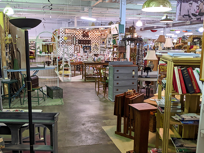 Vignettes of the past create little time capsules throughout the mill. Each booth tells its own story through carefully curated collections.