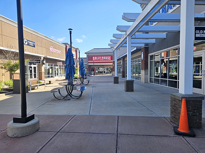 Wide, clean pathways and thoughtful seating areas provide strategic rest zones for when your shopping stamina needs a quick recharge.