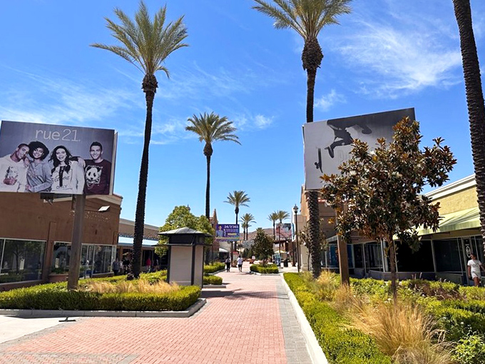 Palm-lined pathways create that distinctly SoCal shopping experience &ndash; where even the landscaping seems to whisper, "Go ahead, treat yourself."