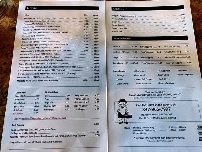 The menu doesn't need flashy descriptions or trendy ingredients. When you've perfected pizza, simplicity becomes the ultimate sophistication.