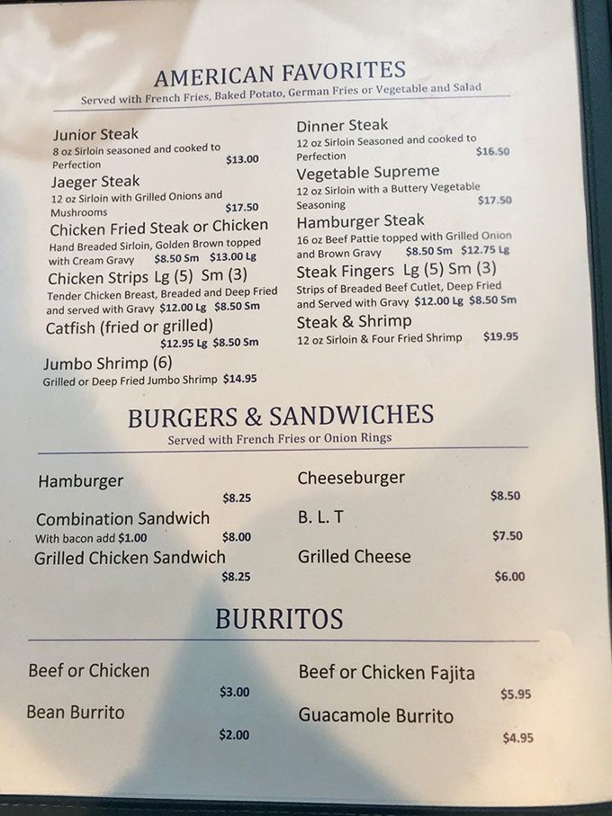 This menu reads like a love letter to American comfort food, with prices that won't break the bank.