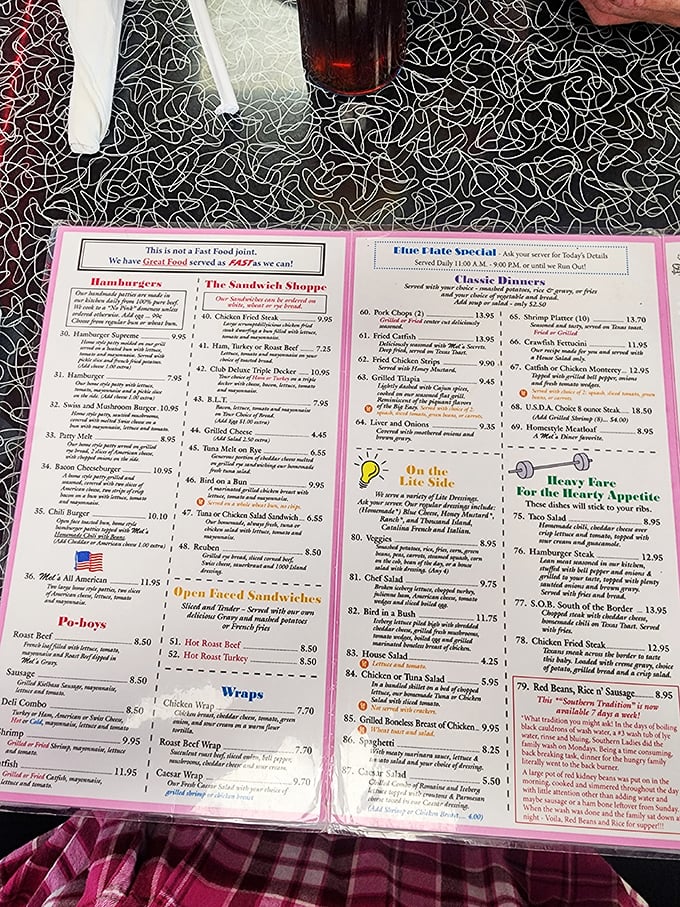 This menu isn't just reading material—it's a roadmap to happiness with breakfast served all day.