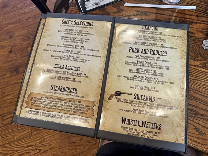 The menu reads like a love letter to carnivores, with "Pork and Poultry" promising the legendary chops that have launched a thousand road trips.