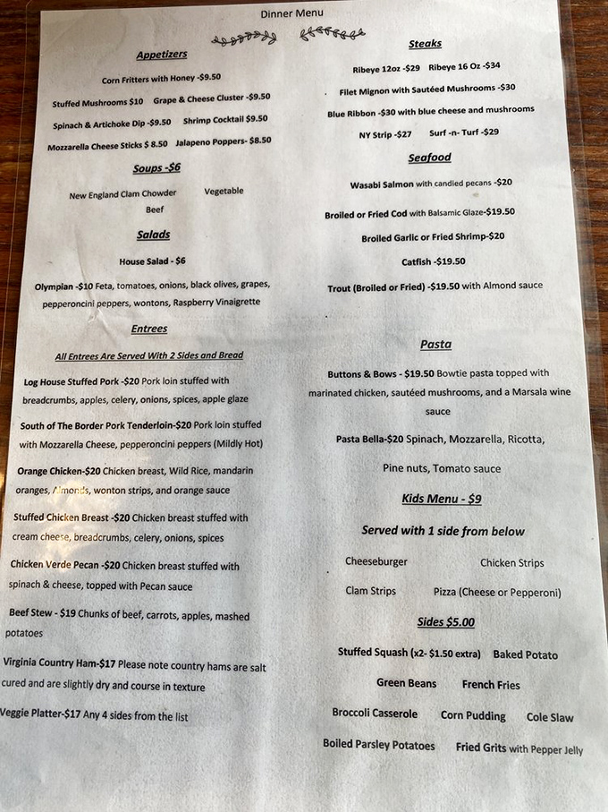 A menu that reads like a love letter to American cuisine. The hardest relationship you'll navigate today is choosing between those steaks and that stuffed pork.