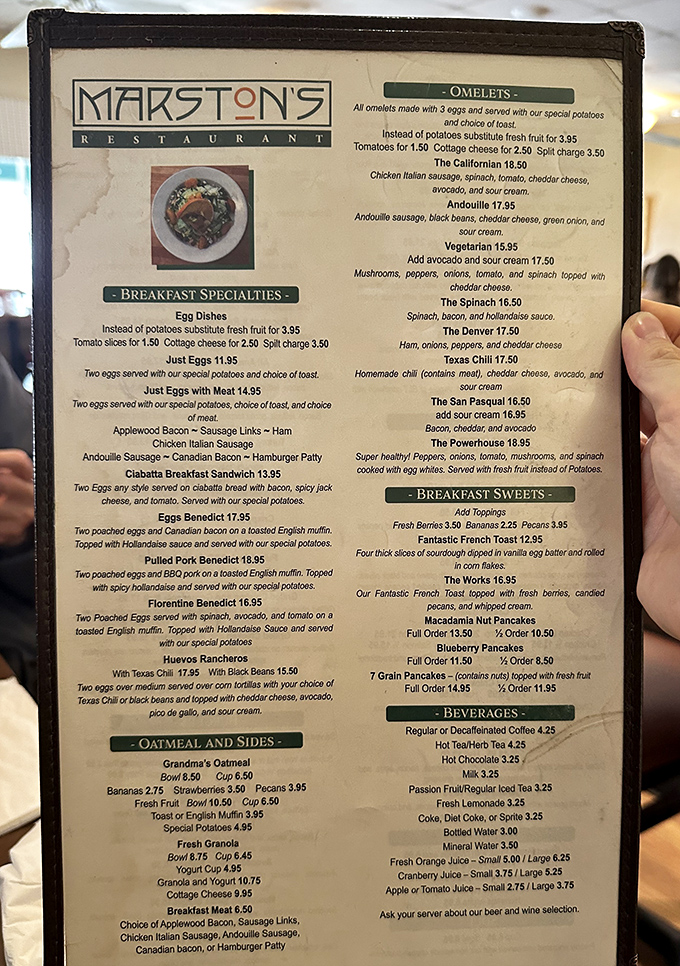 The menu at Marston's reads like a love letter to breakfast, with each description promising the kind of morning meal worth setting your alarm for.