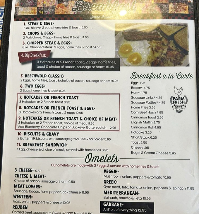 This menu isn't trying to impress anyone with fancy fonts or pretentious descriptions&mdash;just solid diner classics that have stood the test of time.