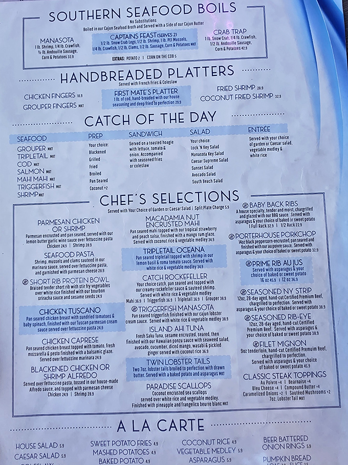 This menu isn't messing around&mdash;from Southern Seafood Boils to Chef's Selections, it's the kind of lineup that makes decision-making deliciously difficult.