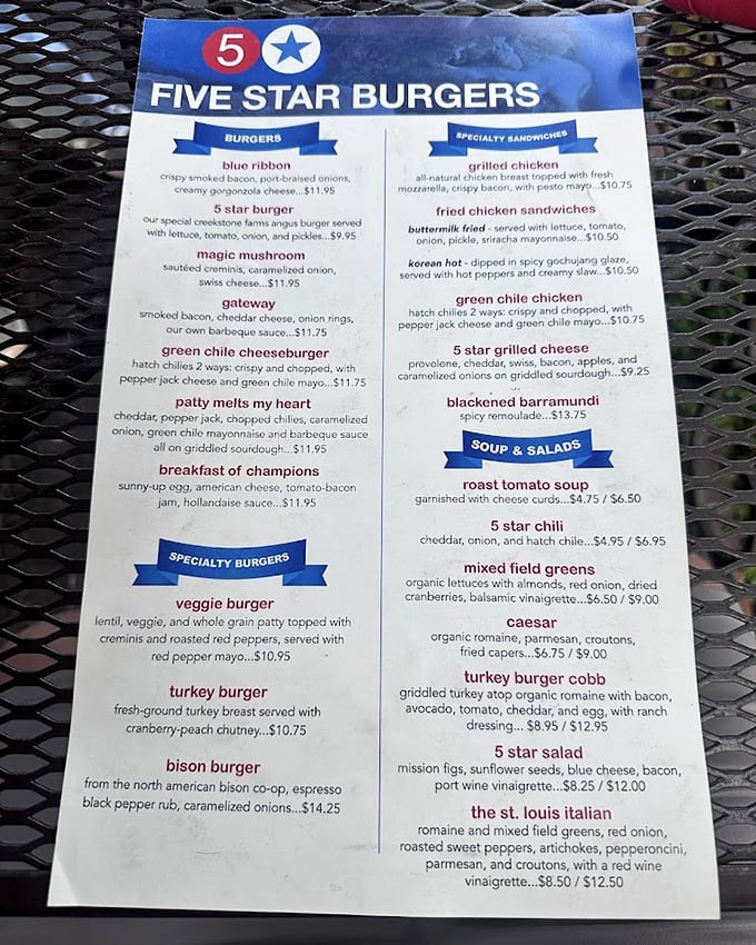 A menu that reads like a love letter to the humble hamburger, with each creation more tempting than the last.