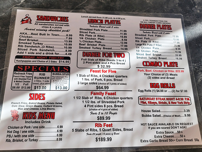 This isn't just a menu&mdash;it's a roadmap to happiness. The "if you are scared DON'T ASK!" hot sauce warning isn't kidding around.