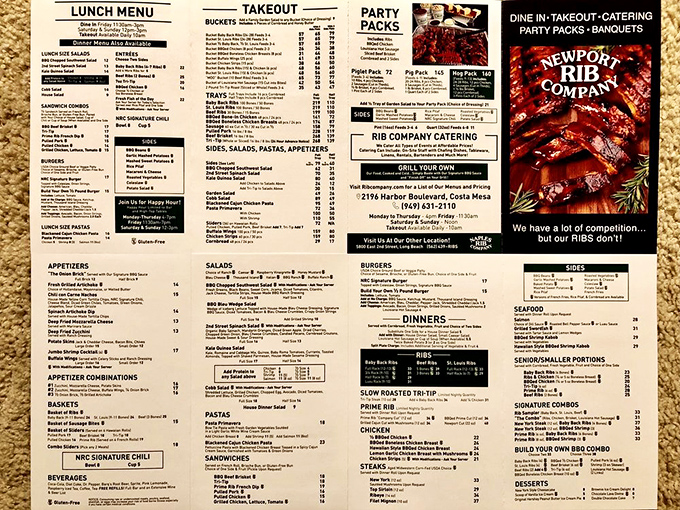 A menu that doesn't mess around. When the options include "Buckets" and "Party Packs," you know you're in the right place.