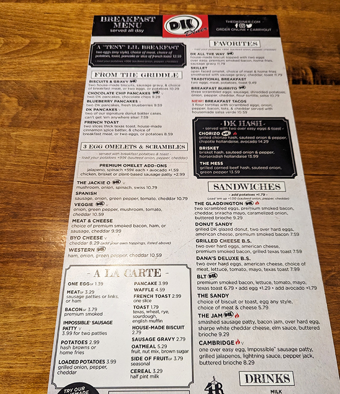 A menu that doesn't need fancy fonts or flowery descriptions&mdash;just straightforward breakfast magic that speaks the universal language of "you're going to need a nap after this." 