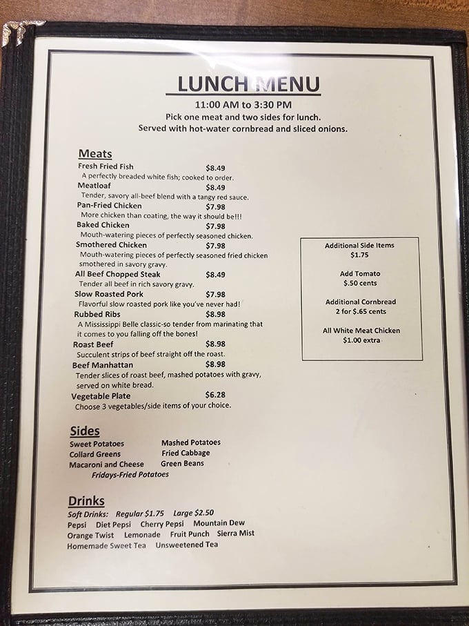 This menu reads like a love letter to Southern cuisine&mdash;each description promising more chicken than coating, "the way it should be!!"