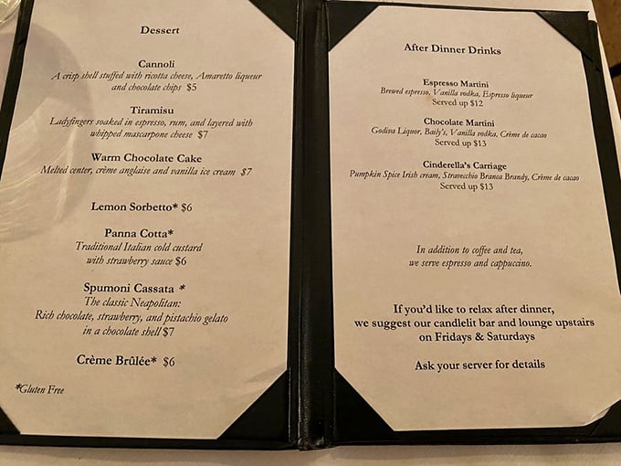 Dessert decisions have never been so delightful. The menu's tiramisu and cannoli offerings might just inspire your own standing ovation.