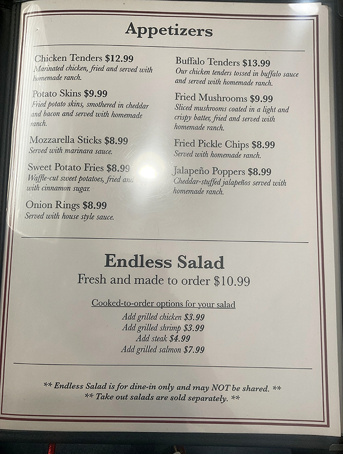 The appetizer menu reads like a greatest hits album of comfort food classics. Decisions, decisions!