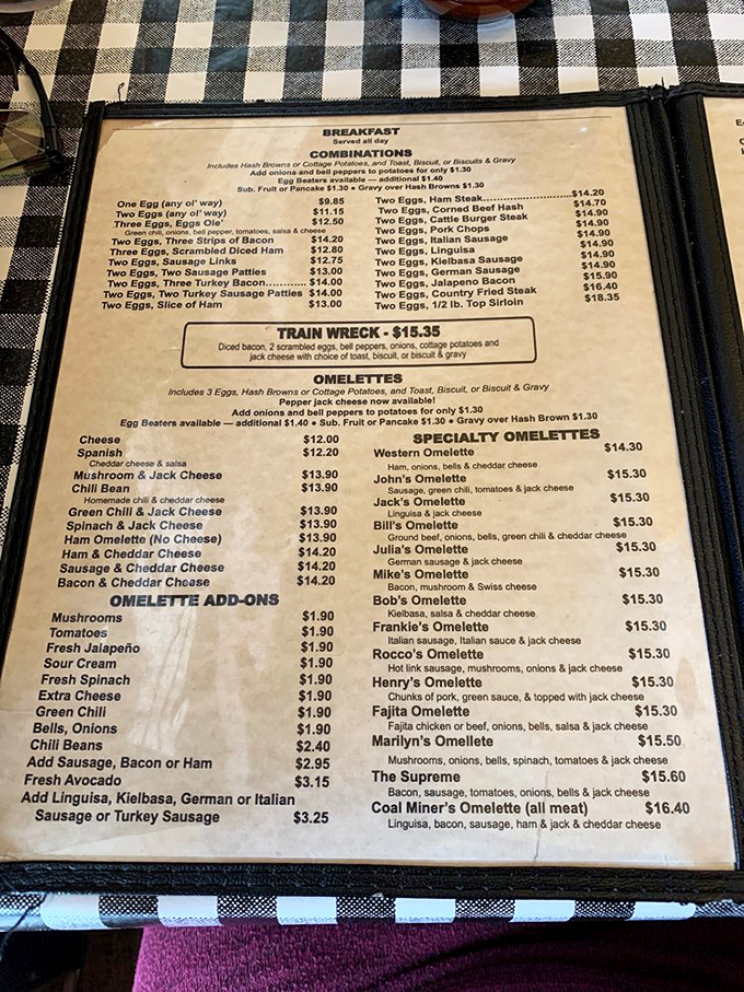 A menu that reads like a love letter to American breakfast, with prices that won't derail your budget.