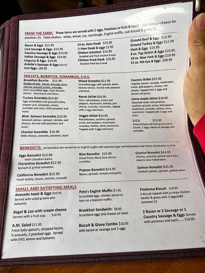 The menu reads like a love letter to breakfast, with everything from simple eggs to elaborate benedicts that'll make you rethink hitting the snooze button.