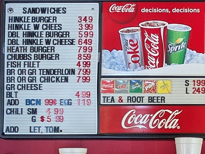 A menu board that doesn't need fancy fonts or pretentious descriptions. Just straightforward burger goodness with prices that won't require a second mortgage.