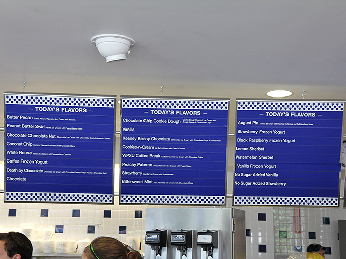 The flavor board reads like poetry for your taste buds. Choosing just one is life's sweetest dilemma.