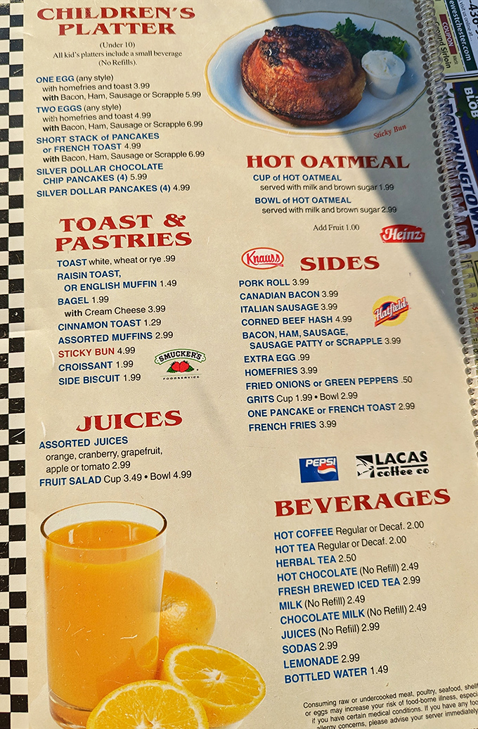 The menu&mdash;a spiral-bound epic of breakfast possibilities that makes choosing just one item feel like Sophie's Choice for the hungry.