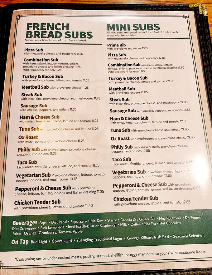 This menu reads like a love letter to comfort food, promising satisfaction in every carefully crafted selection.