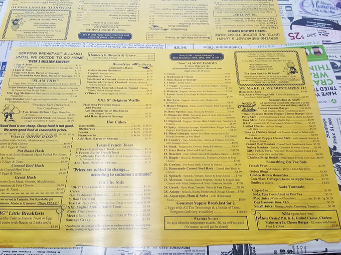 This isn't your typical laminated menu &ndash; it's a roadmap to breakfast nirvana, complete with handwritten specials.