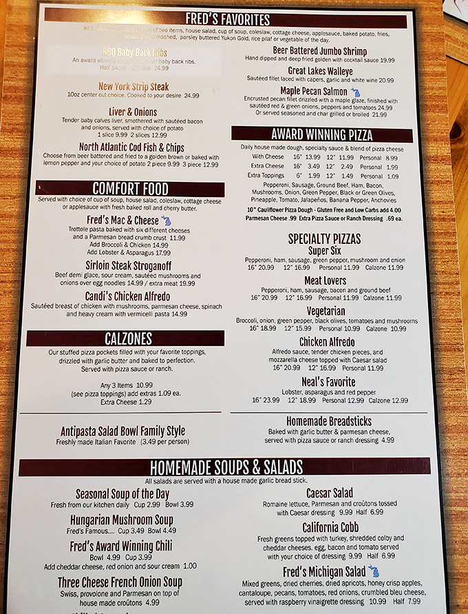 A menu that reads like a love letter to comfort food classics, where every item promises the kind of satisfaction that makes you want to high-five the chef.