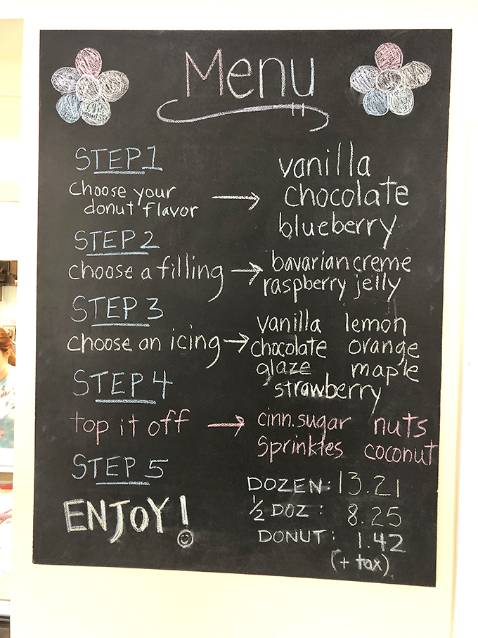 The choose-your-own-adventure menu board transforms customers from hungry patrons into donut architects. Decision paralysis never tasted so sweet.