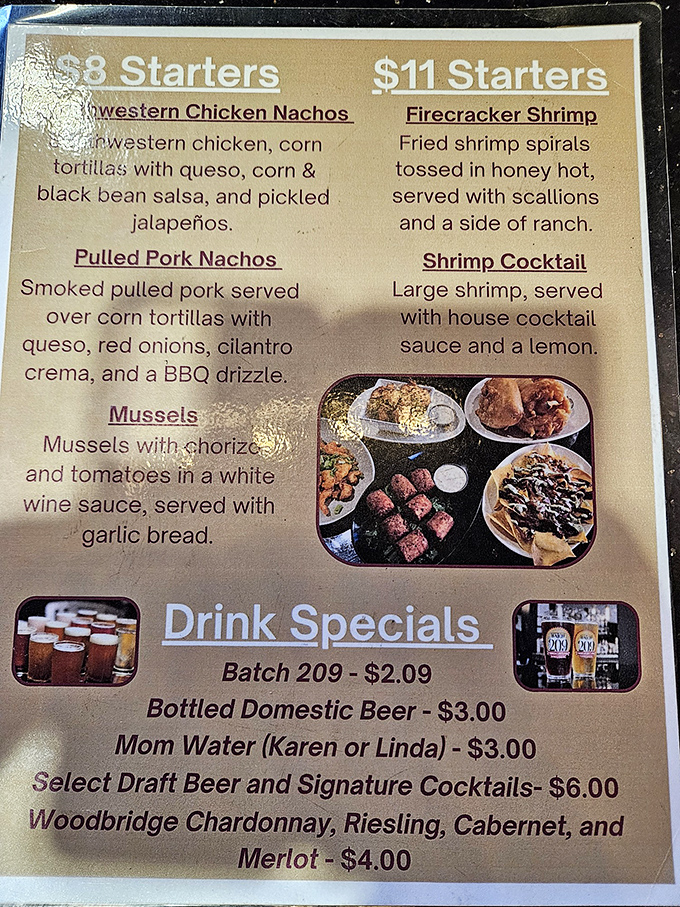 The menu reads like a love letter to comfort food with a twist. Those Firecracker Shrimp are calling my name!