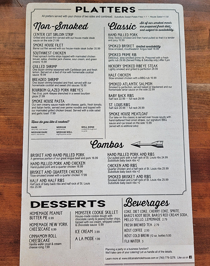 This menu isn't just a list&mdash;it's a roadmap to happiness. The hardest relationship you'll navigate today is choosing between those St. Louis and baby back ribs. 