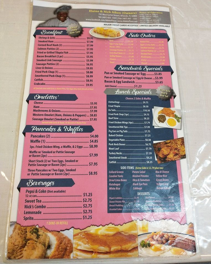 This menu isn't just a list of dishes - it's a roadmap to soul food paradise where every choice leads to delicious satisfaction.