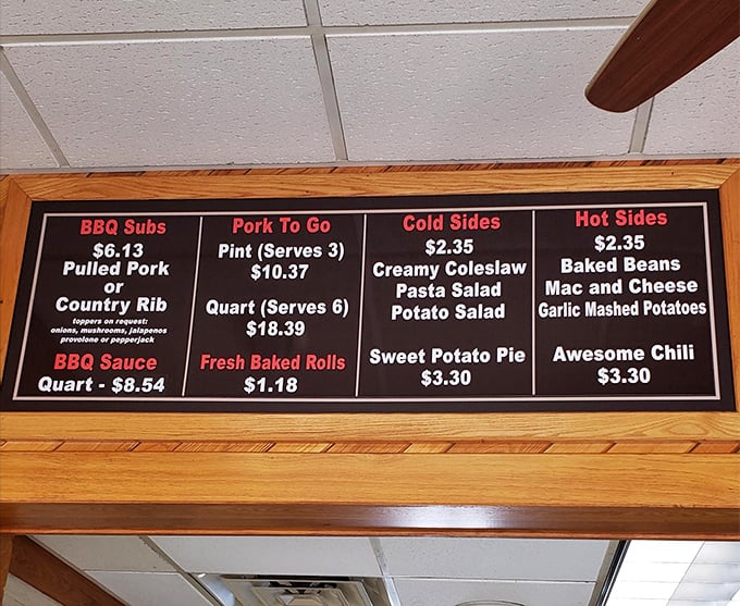 The menu board speaks the universal language of barbecue lovers. Simple, straightforward, and promising everything your smoke-loving heart desires.