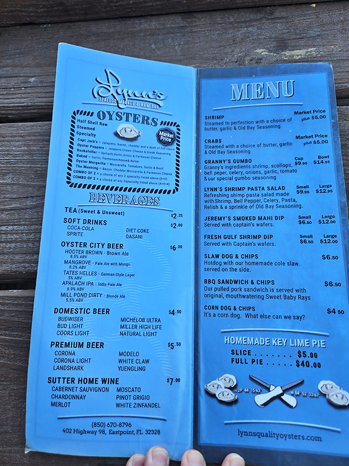 This unassuming blue menu might as well be a treasure map. X marks the spot where your taste buds strike gold.