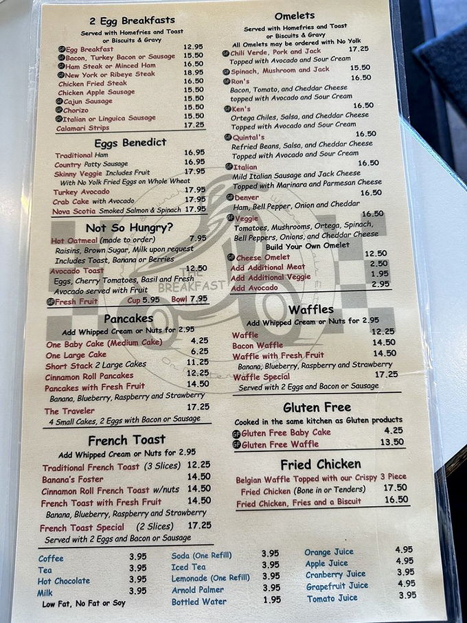 The menu - a roadmap to breakfast nirvana. Study it like you're cramming for the most delicious exam of your life.