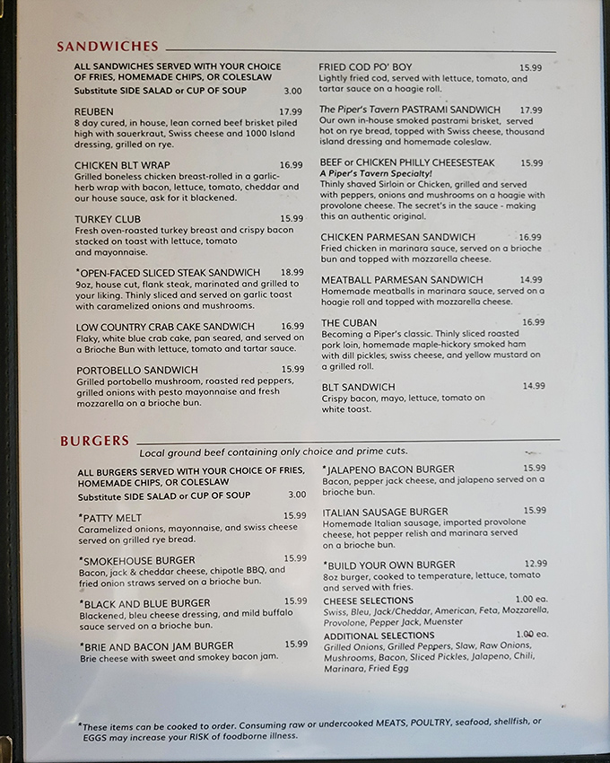 This isn't just a menu&mdash;it's a roadmap to happiness. From the legendary Reuben to the Brie and Bacon Jam Burger, each option promises a delicious detour from the ordinary.