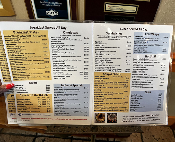 The menu at Sunburst isn't just a list&mdash;it's a roadmap to breakfast nirvana, offering everything from classic eggs to creative omelets that'll make you rethink morning possibilities.