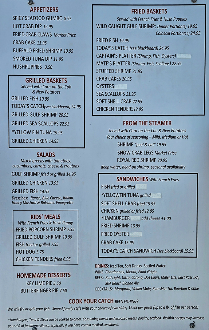 A menu that reads like poetry to seafood lovers. The hardest relationship decision you'll make today is choosing between grilled, fried, or steamed.