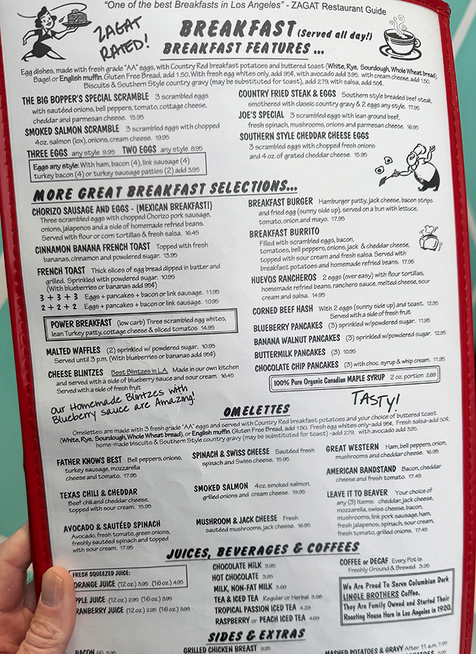 This menu isn't just food&mdash;it's a historical document. The Big Bopper's Special Scramble proves rock and roll will never die, especially at breakfast.
