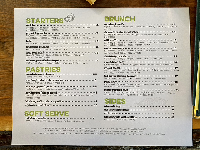The menu reads like a love letter to breakfast, each item promising a relationship more satisfying than your last three dates combined.