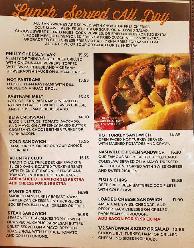 The menu reads like a love letter to American comfort classics. Each description is basically food poetry without the annoying rhymes.